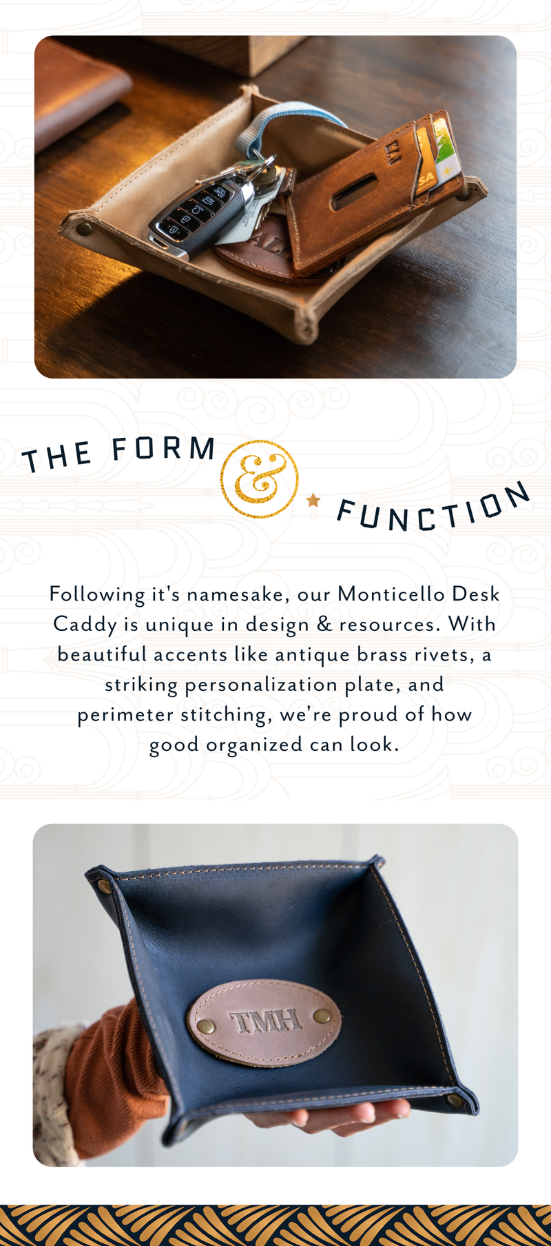 Full Grain Leather Desk Caddy Organizer with YOUR LOGO, The Monticello ...