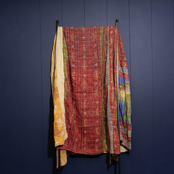 Kantha India Blanket One-of-a-Kind Handcrafted Quilted Pattern Throw ...
