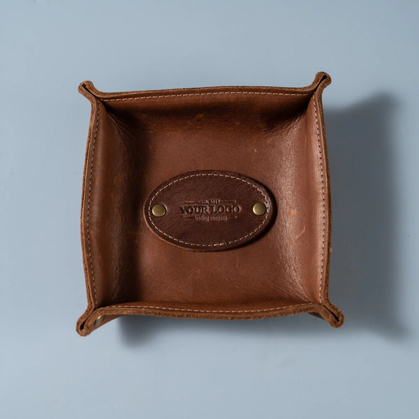 Full Grain Leather Desk Caddy Organizer with YOUR LOGO, The Monticello ...