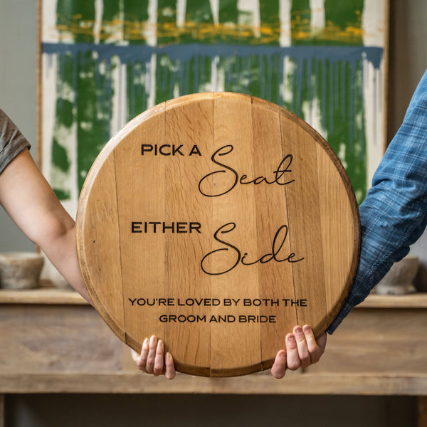Pick A Seat, Either Side - Personalized Wedding Welcome Sign - Holtz ...
