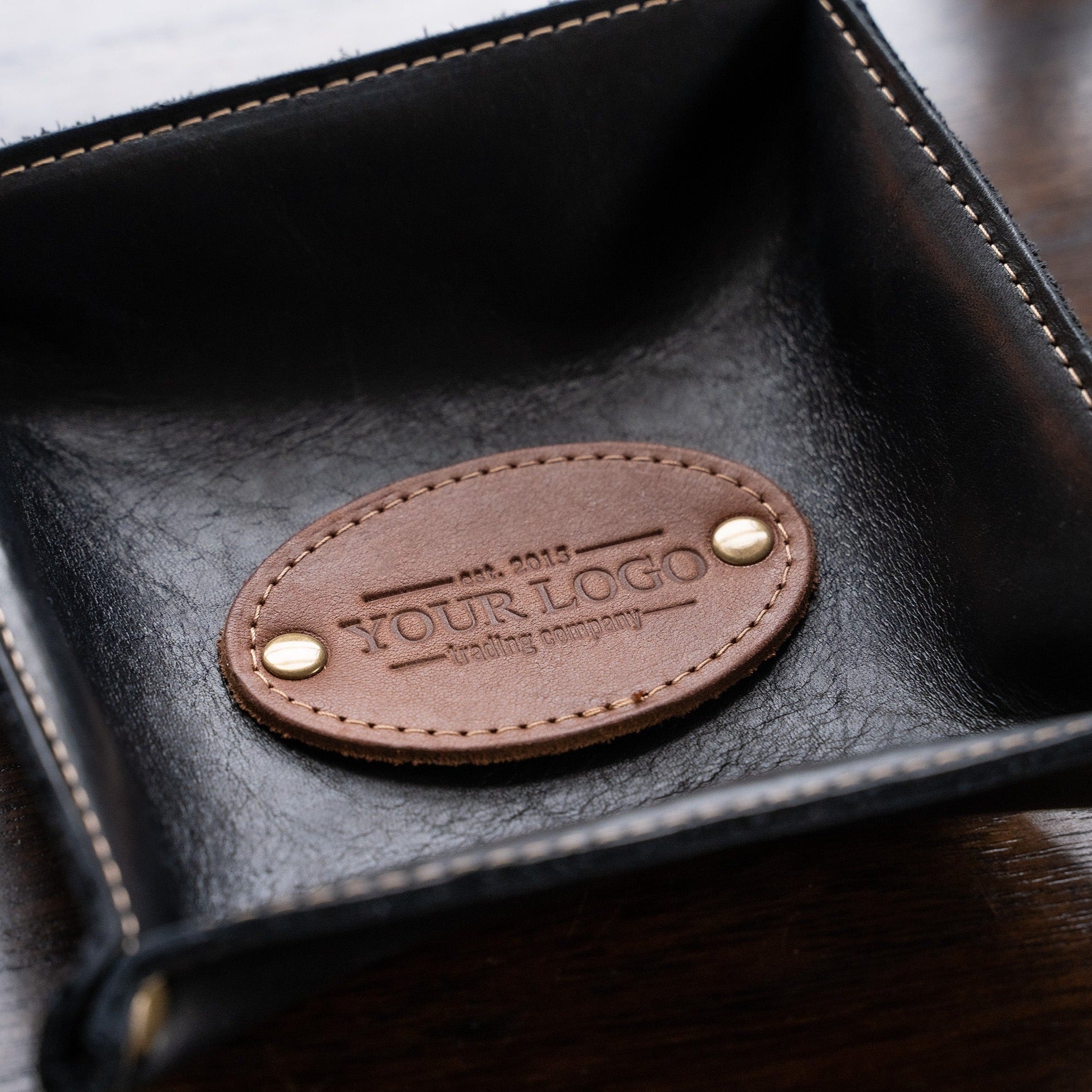 Full Grain Leather Desk Caddy Organizer with YOUR LOGO, The Monticello ...